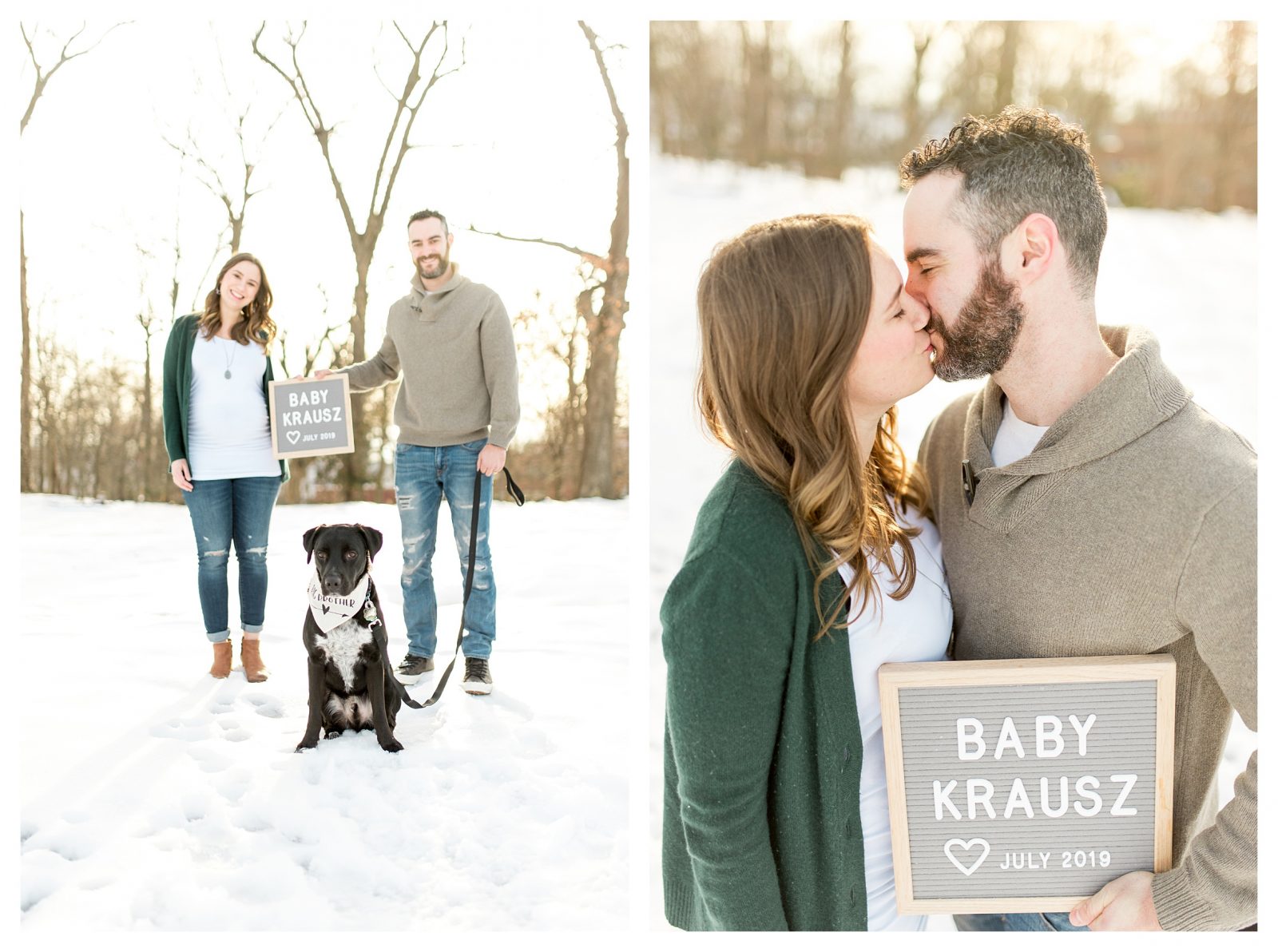 Snowy Baby Announcement in Newton, MA, by Sarah Surette Photography